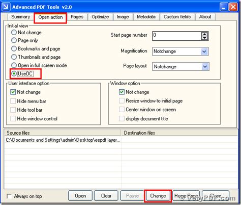 make pdf documents opened showing the ocg panel by using the advanced pdf tools verypdf