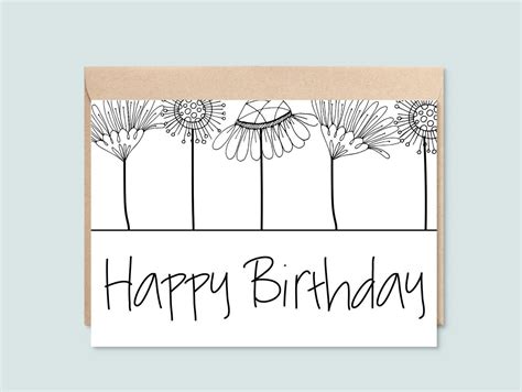 Happy Birthday Printable Cards Black And White