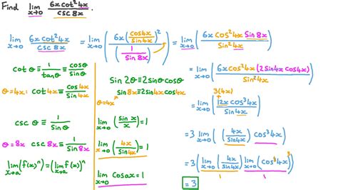 question video finding limits involving trigonometric functions nagwa