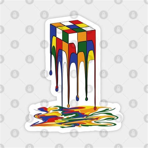 Melting Rubik S Cube Art Melting Rubiks Cube Magnet TeePublic