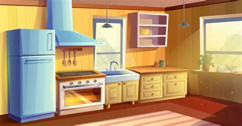 vector dibujos animados estilo ilustración de cocina habitación comida