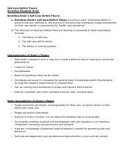 8 Dorothea Orem S Self Care Deficit Theory Docx Self Care Deficit