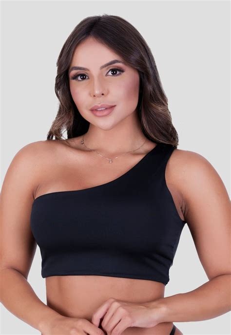 Blusa Cropped Mula Manca MdMix Manga Curta Top Preto Cropped