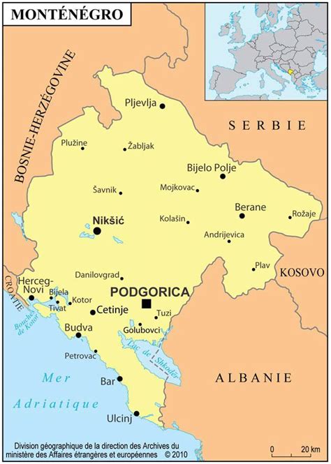 Carte Montenegro Mont N Gro Serbie Albanie