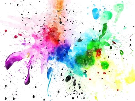 Design abstrato respingo aquarela arco íris vibrante Vetor Premium