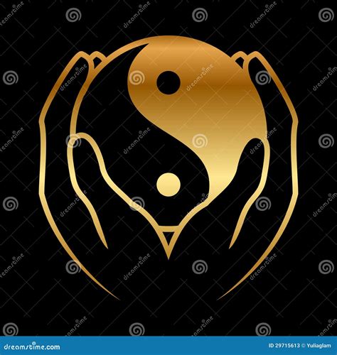 Mani Che Tengono Simbolo Di Yang Del Yin Illustrazione Vettoriale