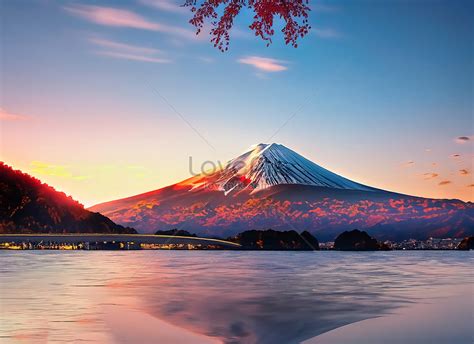 Fuji Mountain And Kawaguchiko Lake At Sunset Picture And HD Photos