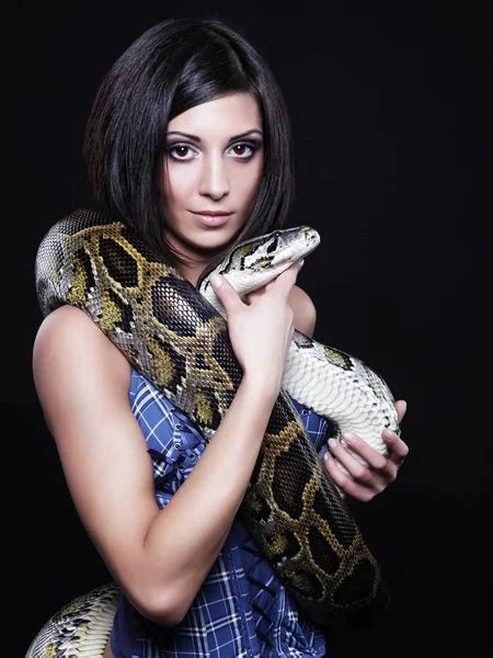 Sexy Brunette Holding Python Stock Photo By Kanareva