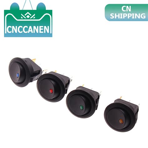 Interrupteur À Bascule Rond Spst À 3 Broches Lumière Led 12v Pour