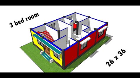 26 X 36 New Modern House Plan II 26 By 36 Ghar Ka Naksha II 3bhk House
