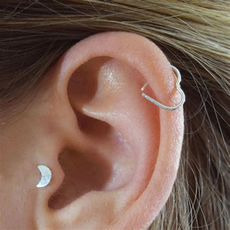Domino Handmade Tiny Heart Helix Cartilage Earring Cuff Cartilage Heart