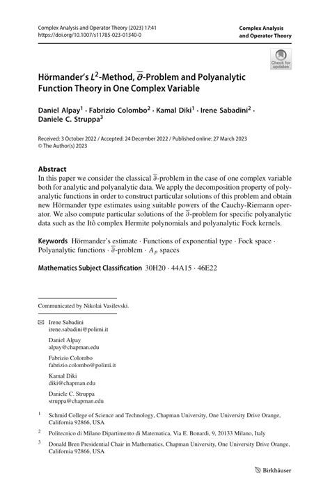 pdf hörmander s l 2 method { overline{ partial }} problem and polyanalytic function