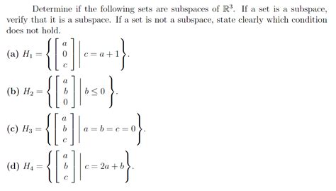 solved determine if the following sets are subspaces of r3