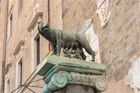 The Capitoline Wolf The Sculpture Of A She Wolf Suckling The Mythical