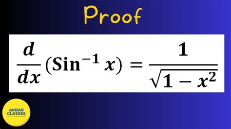 derivative of sin inverse differentiation of sin inverse proof youtube