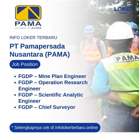 Lowongan Kerja PT Pamapersada Nusantara PAMA Terbaru 2024 Pekerjaan