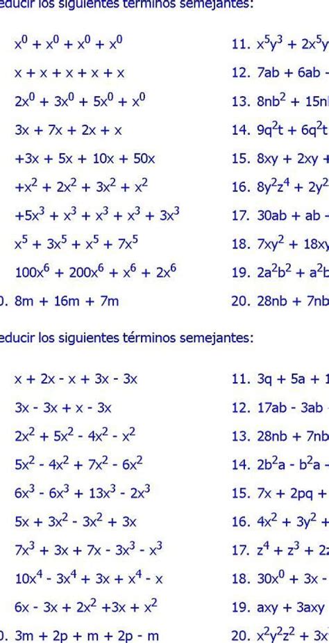 reduce los términos semejantes Brainly lat