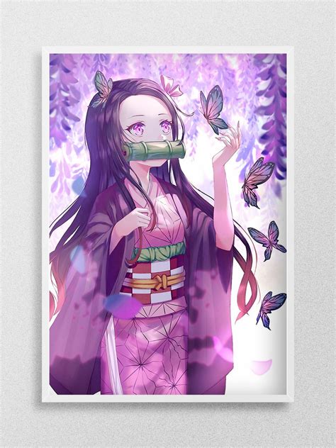 Demon Slayer Nezuko Kamado Anime Poster Çerçevesiz Yüksek Kalite Anime Duvar Poster Poster