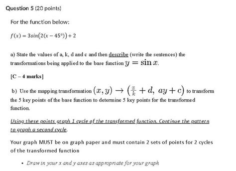 solved for the function below f x 3sin 2 x−45∘ 2 a