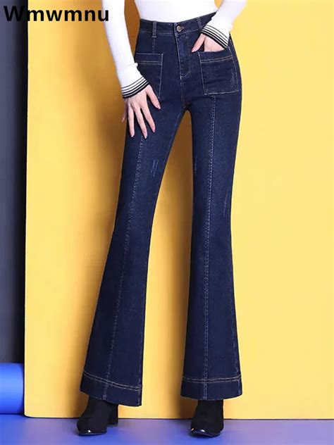 High Waist Women S Flare Denim Pants Women Streetwear Skinny Straight Jeans Casual Korean