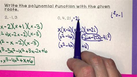 write polynomial function given the roots youtube