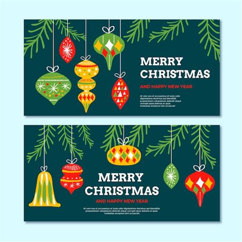 Plantilla De Banners De Navidad Dibujados A Mano Vector Gratis