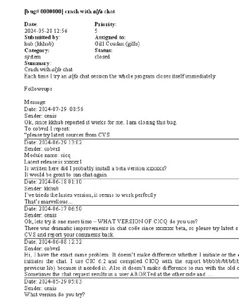 example bug report and followup messages download scientific diagram