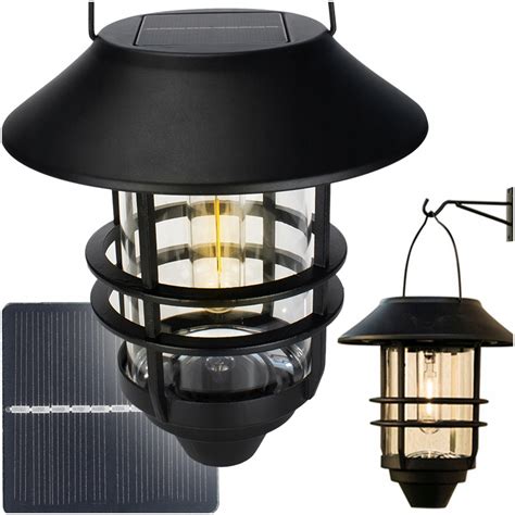 WISZĄCA LAMPA SOLARNA LED LATARENKA Z PANELEM OGRODOWA INDUSTRIALNA