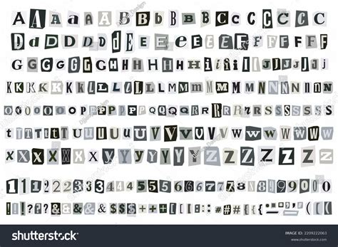 Ransom Gray Note English Font Alphabet Stock Vector Royalty Free