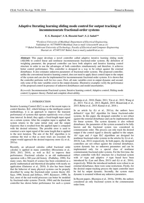 pdf adaptive iterating learning sliding mode control for output tracking of incommensurate
