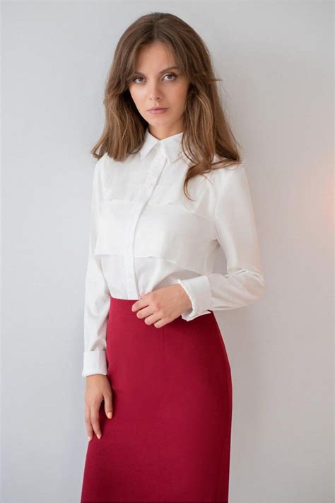 White Shirts Blouse And Skirt Dress Skirt Red Fashion Fashion