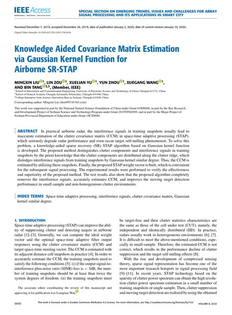 pdf knowledge aided covariance matrix estimation via gaussian kernel function for airborne srstap