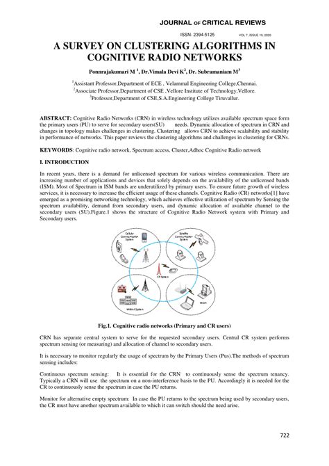 pdf a survey on clustering algorithms in cognitive radio networks