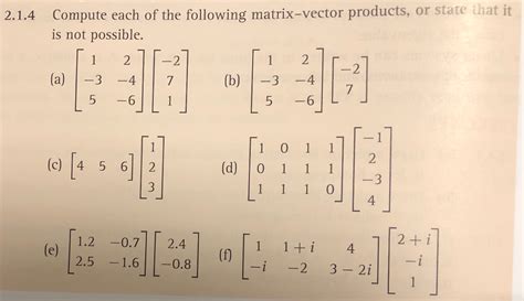 solved compute each of the following matrix vector products
