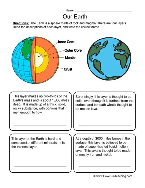 Free Printable Layers Of The Earth Worksheets Printable Worksheets