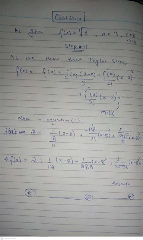 [solved] find the nth taylor polynomial for the function cemented at c 3 f course hero