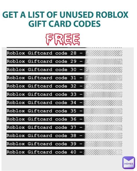 FREE Roblox Gift Card Codes For Robux In 2021 Unused List Gift