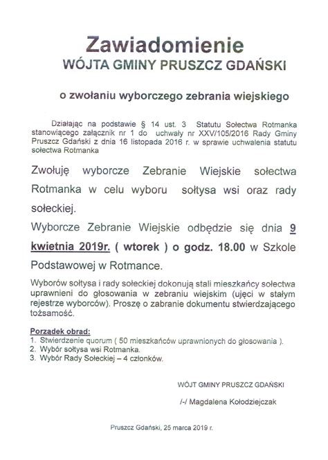 Zebranie wiejskie wybór sołtysa ROTMANKA