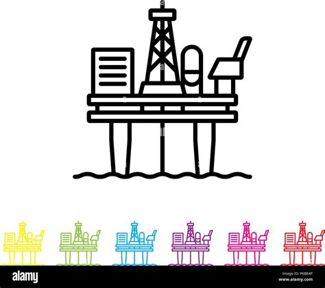 Plataforma De Perforaci N Petrolera Offshore Icono L Nea Vector