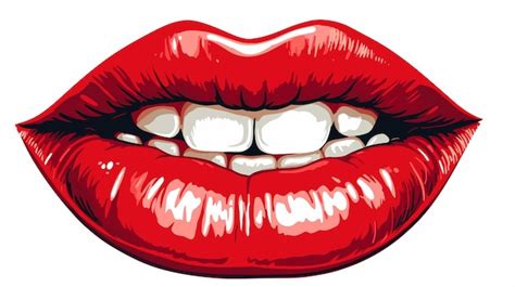 Dibujo De Labios Femeninos En Un Vector De Fondo Blanco Vector Premium