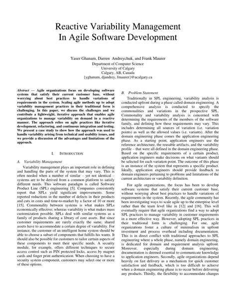 pdf reactive variability management in agile software development