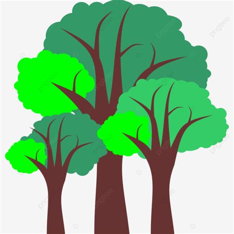 Simple Triple Design Of Green Tree Vector Green Tree Design Tree