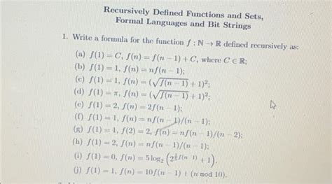 solved recursively defined functions and sets formal