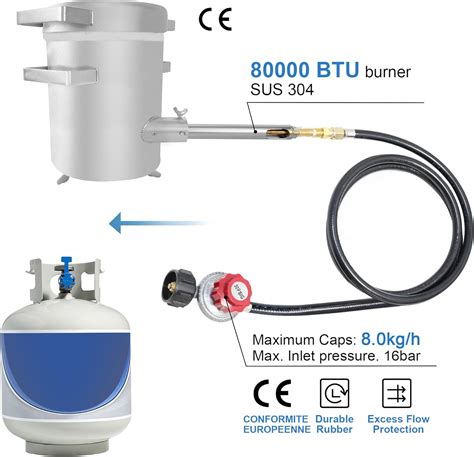 GONGYI Kit de horno de fusión de propano crisol de grafito de 6 kg 13