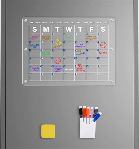 Calendario magnético acrílico para nevera 17 x 12 pulgadas pizarra de