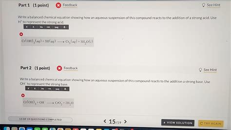 Solved Write A Balanced Chemical Equation Showing How An Chegg
