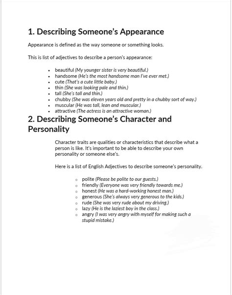 Describing A Person Writing Tips