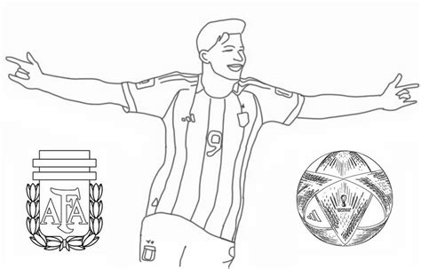 Dibujo para colorear Copa Mundial de Fútbol 2022 Julian Alvarez 60