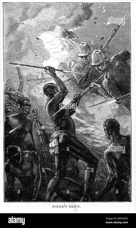 Grabado de la Batalla de la deriva de Rorke también conocida como la