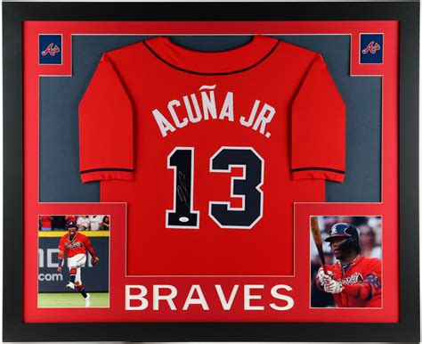 Ronald Acuna Jr Signed Custom Framed Jersey Display JSA Pristine